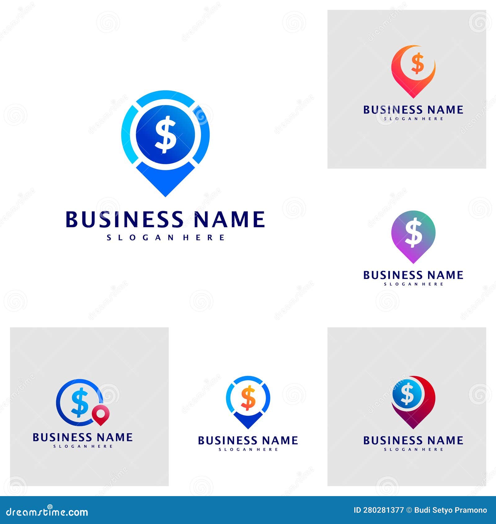 Set of Point Money Logo Design Concept Vector. Point Coin Logo Template ...