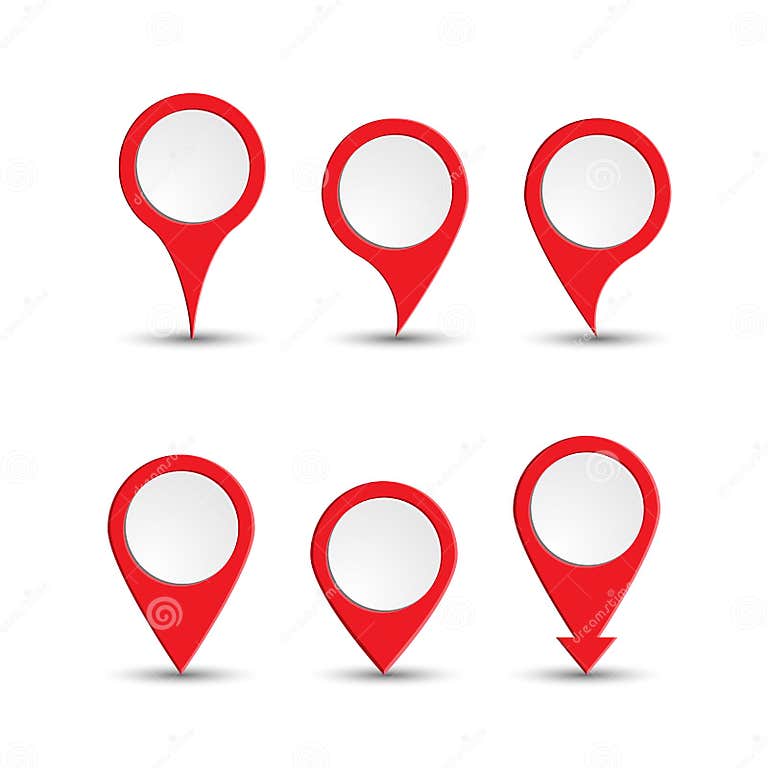 Set of Point or Object Pointer Icons on a Map Stock Vector ...