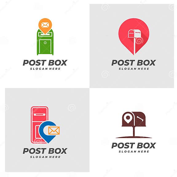 Set of Point Post Box Logo Vector Template, Creative Post Box Logo ...
