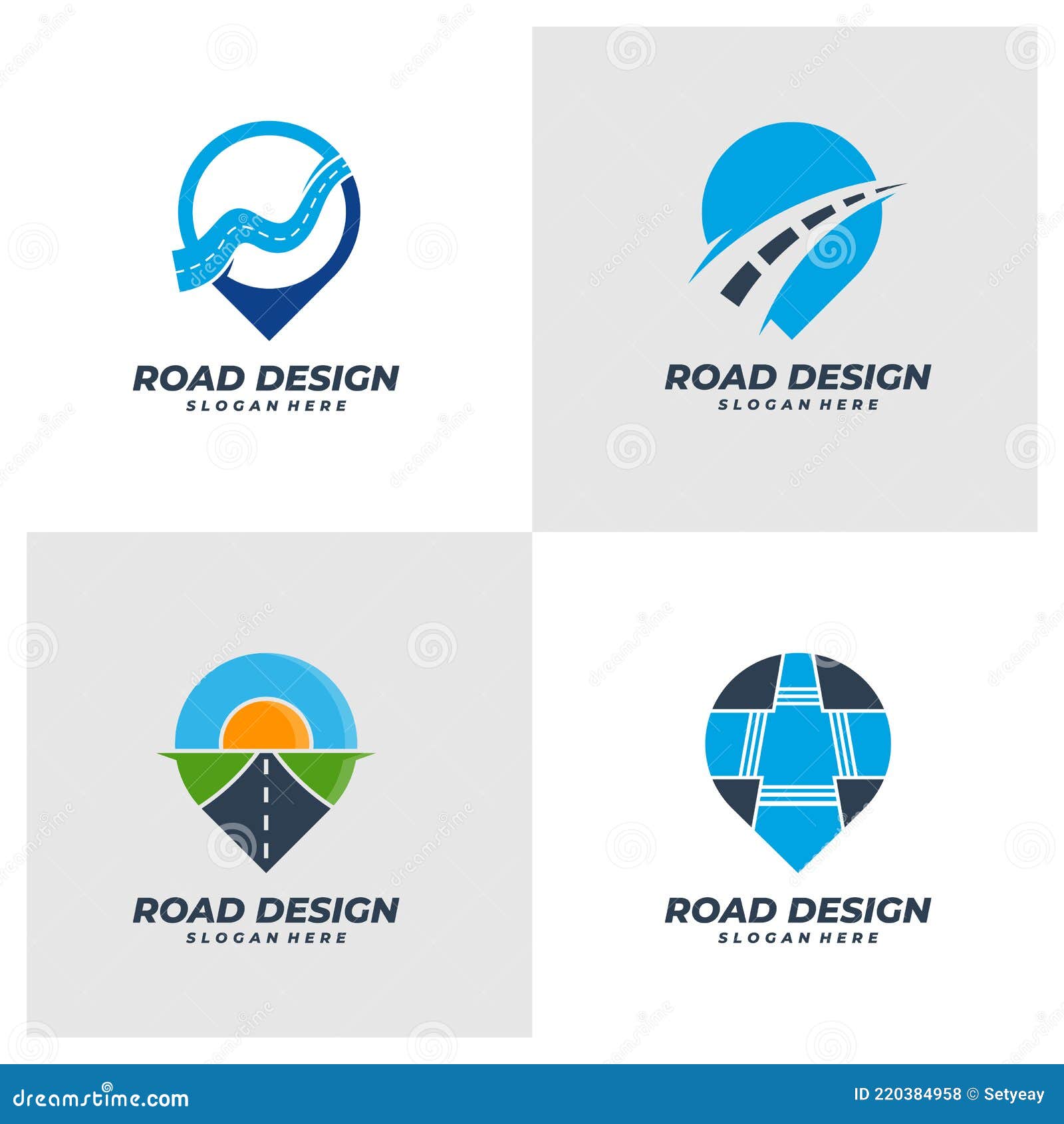 Set of Point Road Logo Vector Template, Creative Road Logo Design ...
