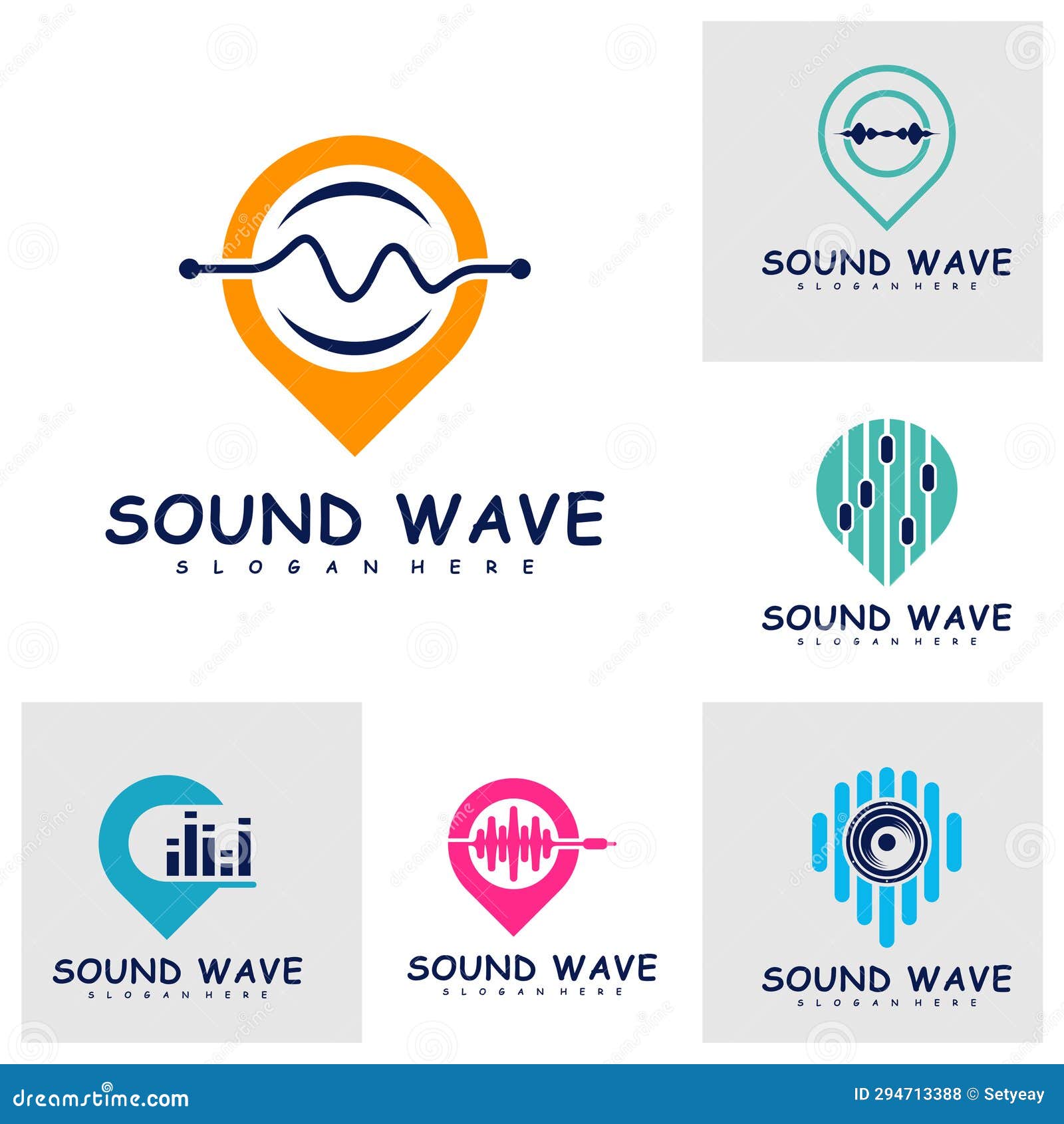 Set of Point with Sound Wave Logo Design Concept Vector. Sound Wave ...