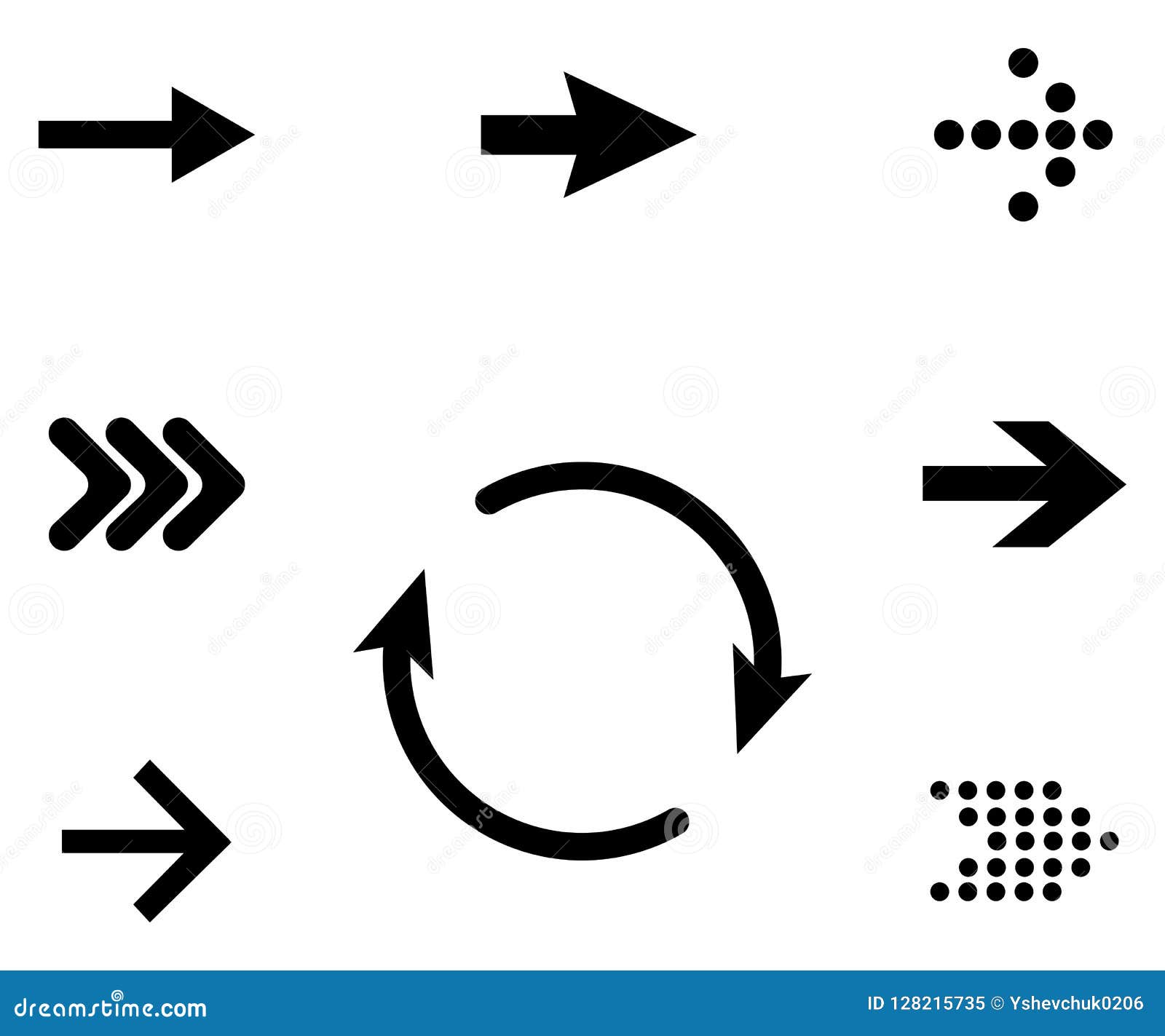 Set of Pointer Arrow Recycle, Cycle Signs. Vector Stock Vector ...