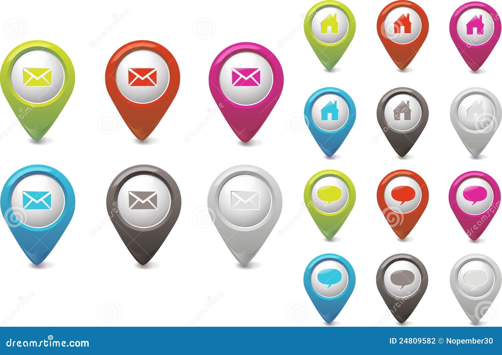 Set Pointer Email Chat and Home Stock Vector - Illustration of element ...