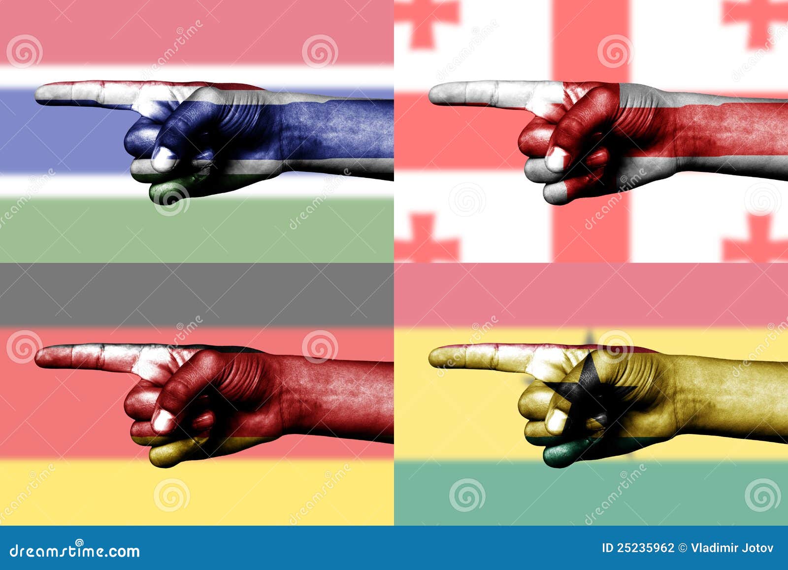 Set of Pointing Finger in National Flags Stock Photo - Image of male ...