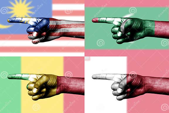 Set of Pointing Finger in National Flags Stock Image - Image of touche ...