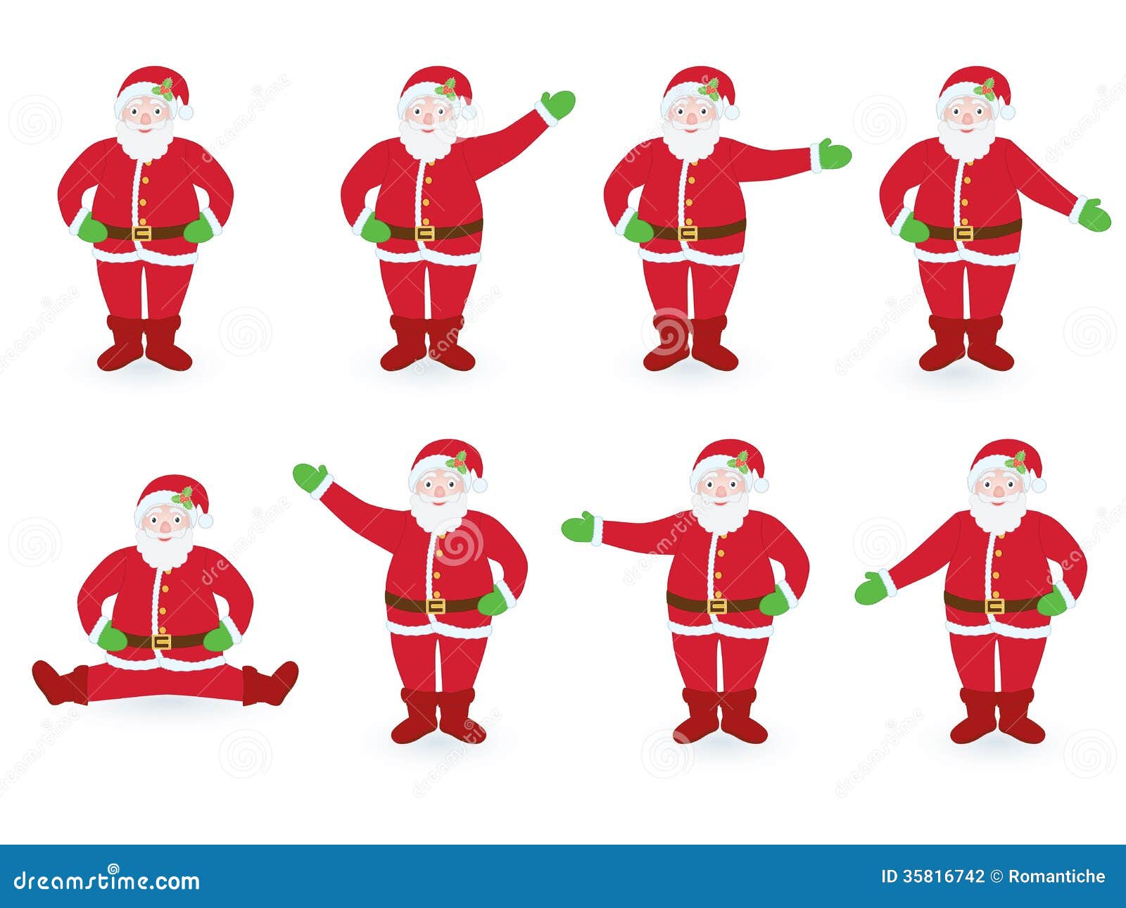 Set of Pointing Santa Clauses Stock Illustration - Illustration of ...