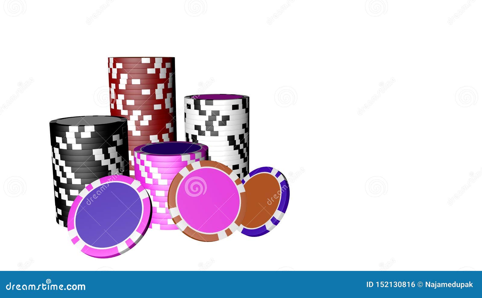 Set of Poker Chips of Different Colors Isolated on White Background ...