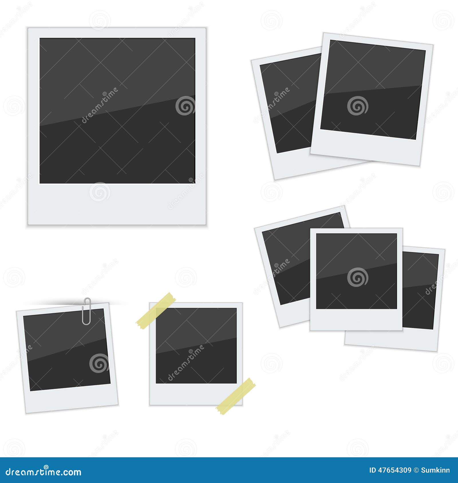 Set Polaroid Photo Frames on White Background Stock Vector ...
