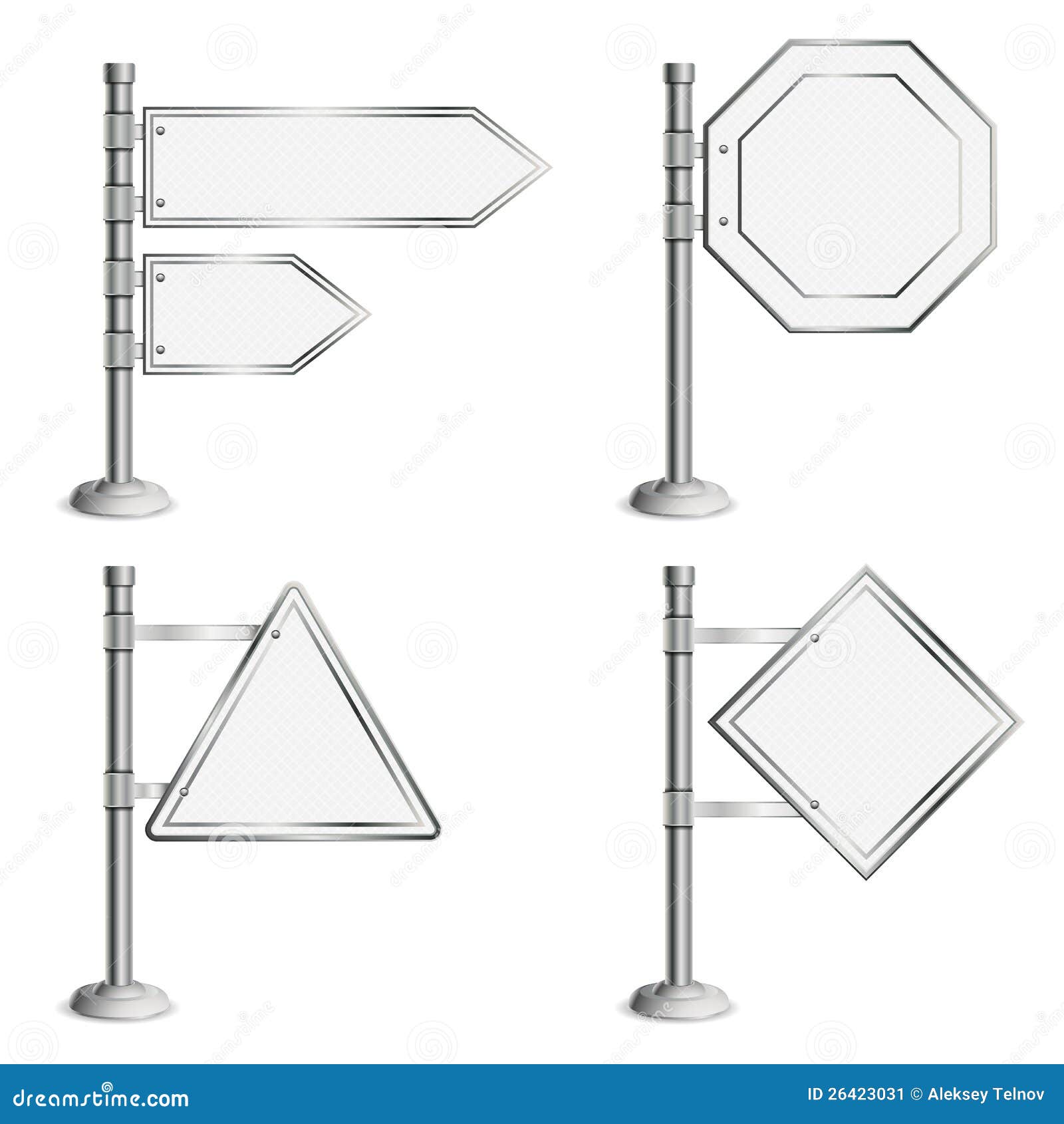 Set Poles with Traffic Signs Stock Vector - Illustration of pole ...