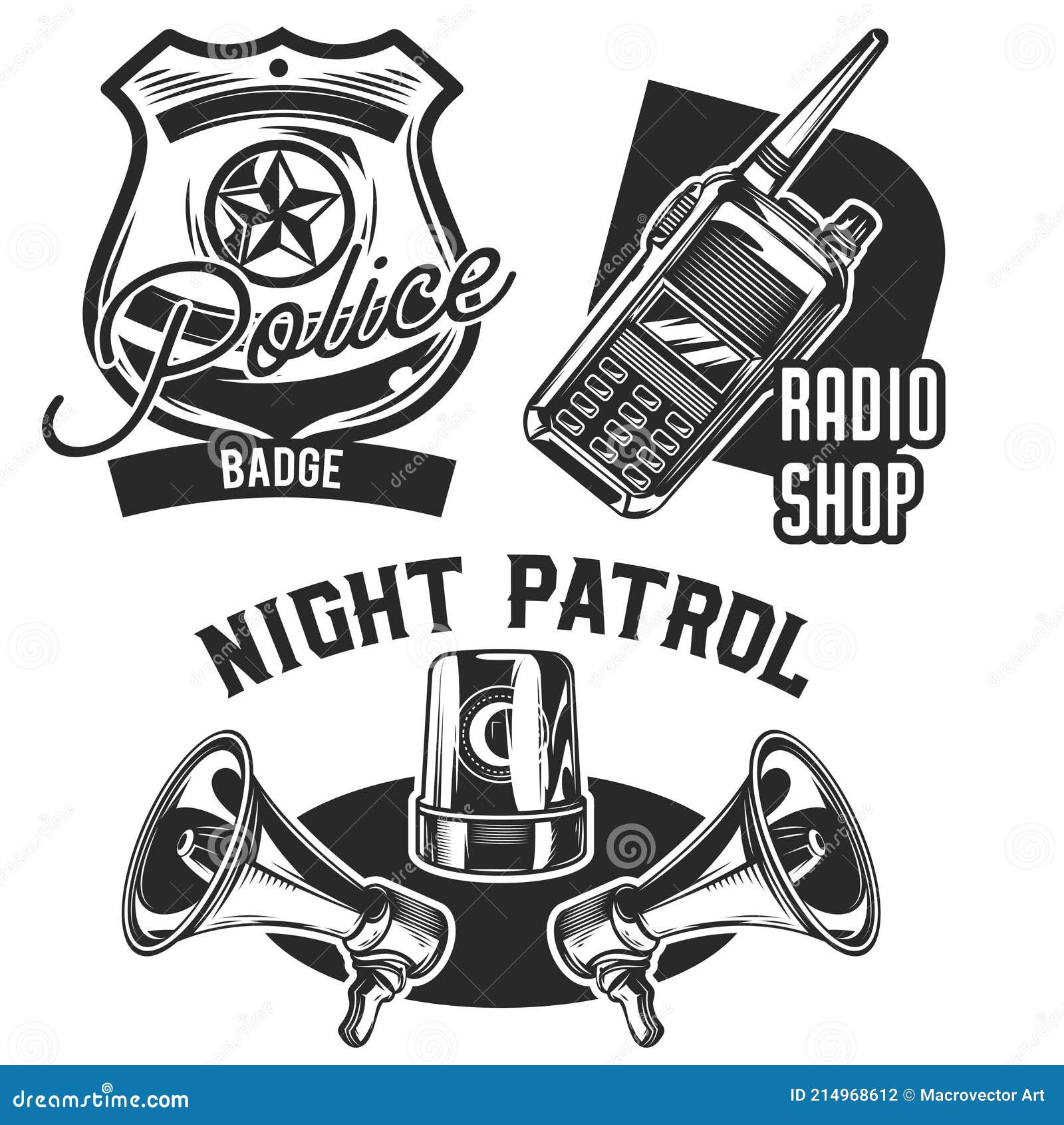 Set of Police Emblems, Labels, Badges, Logos. Isolated on White Stock ...