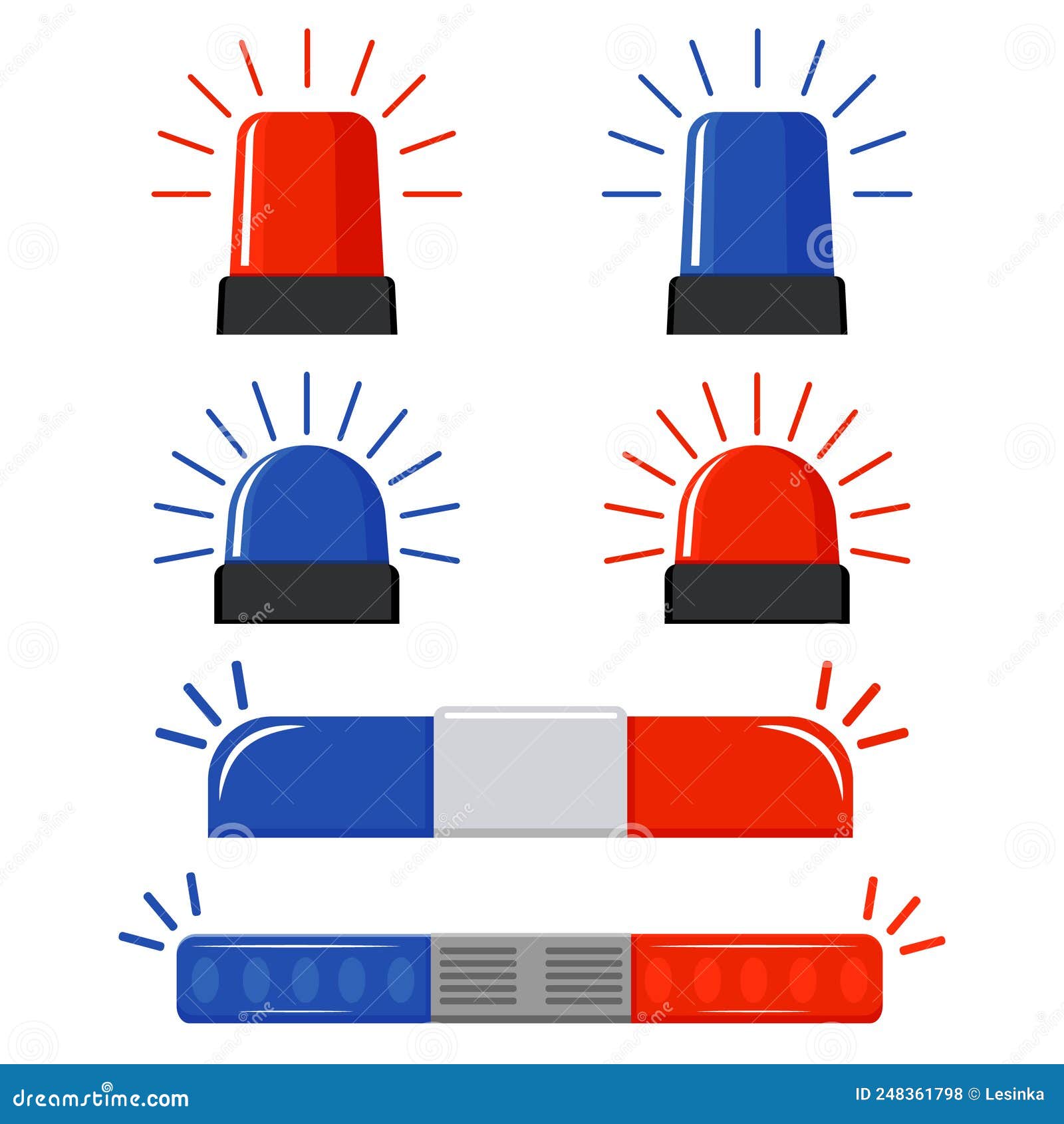A Set of Police Flashing Lights, Vector. Red and Blue Ambulance Sirens ... A Set of Police Flashing Lights, Vector. Red and Blue Ambulance Sirens ...