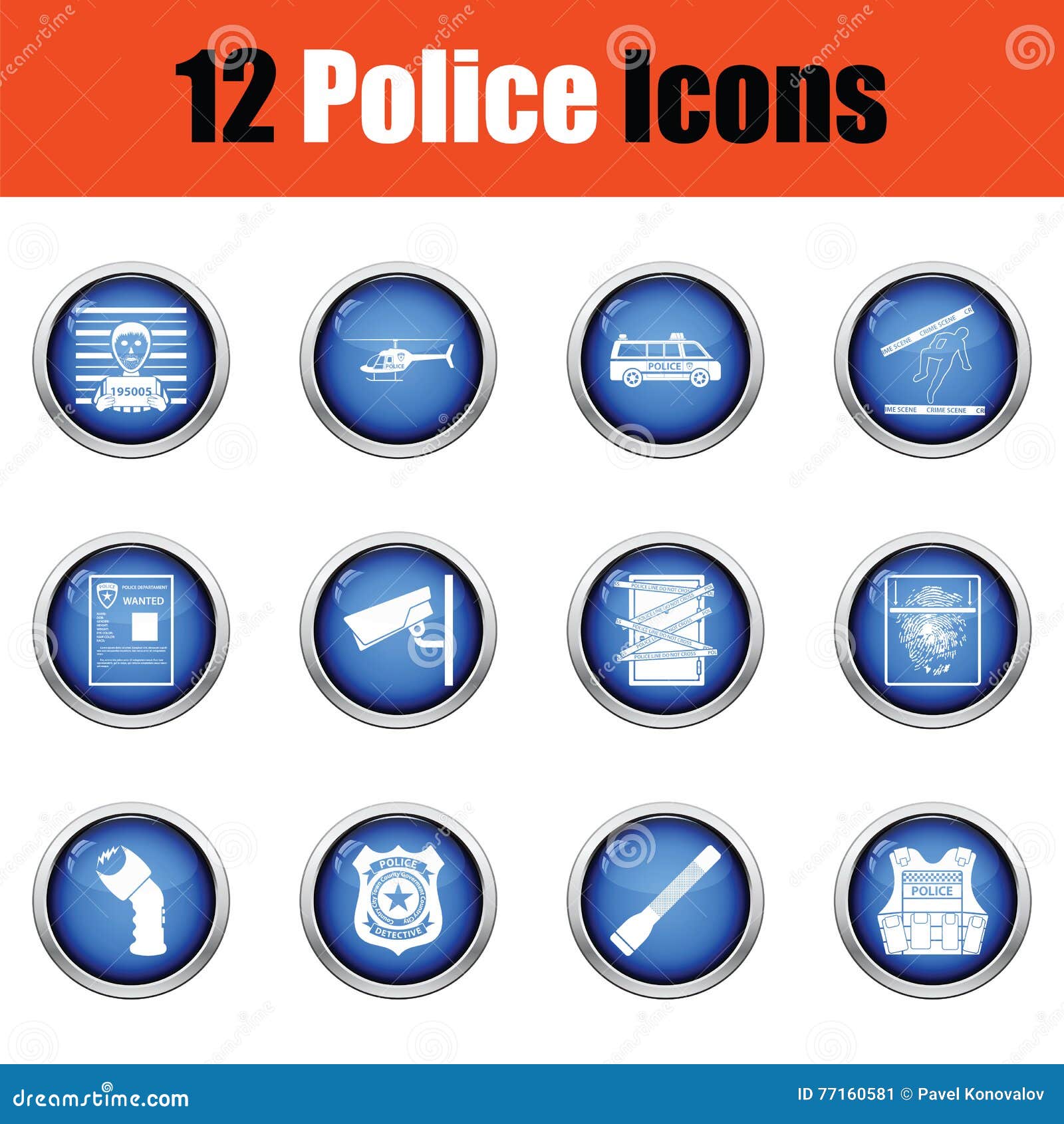 Set of police icons. stock vector. Illustration of shield - 77160581