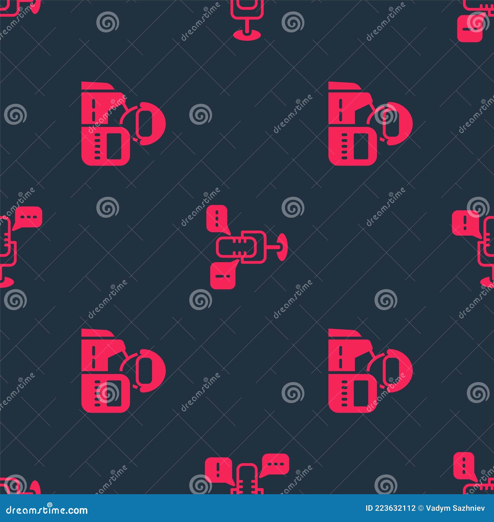 Set Police Officer and Freedom Speech on Seamless Pattern. Vector Stock ...