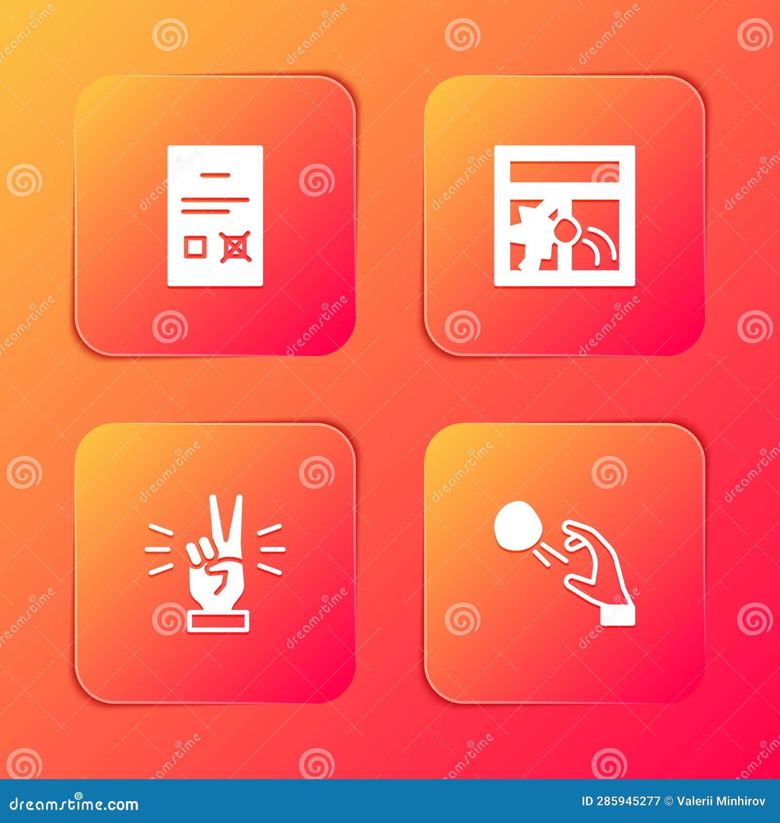 Set Poll Document, Broken Window, Hand Showing Two Finger and Hooligan ...