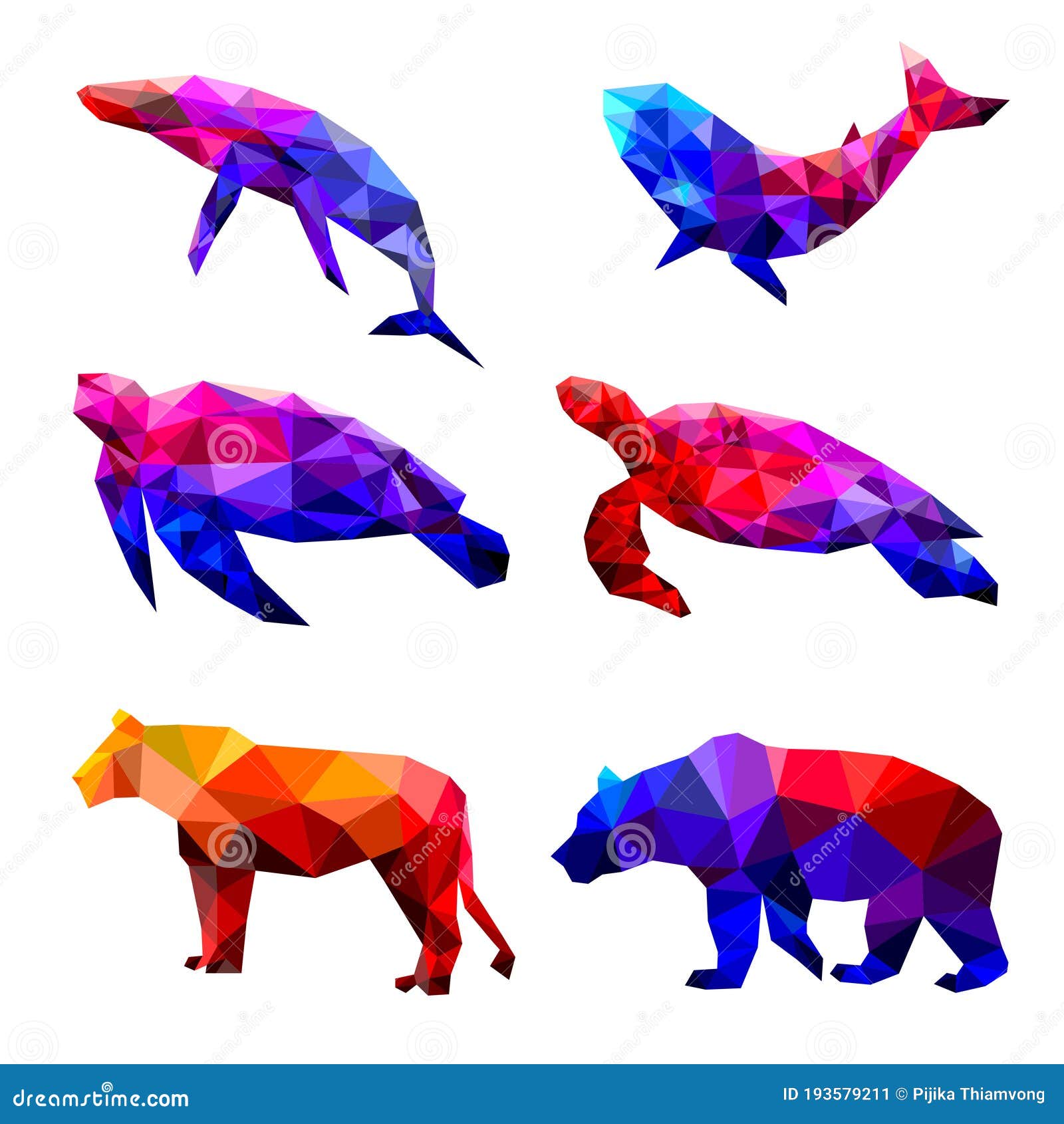 Set of Polygon Geometric Animal Isolated on White Background. Stock ...