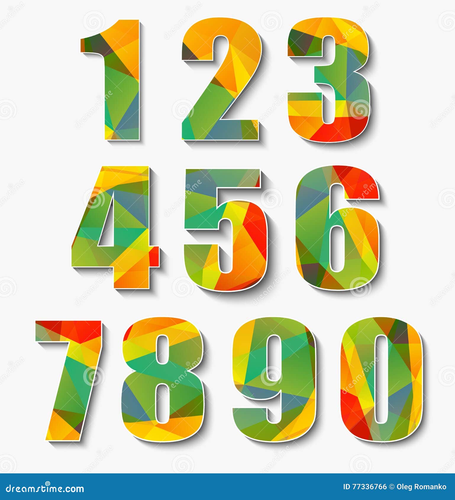 Set Polygon Numbers from 0 To 9 Stock Vector - Illustration of poly ...