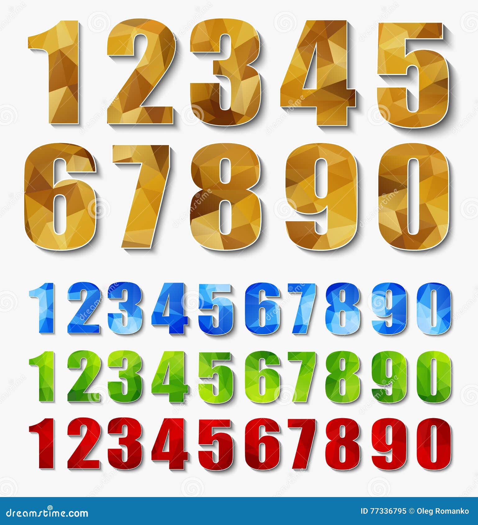 Set Polygon Numbers from 0 To 9 Stock Vector - Illustration of font ...