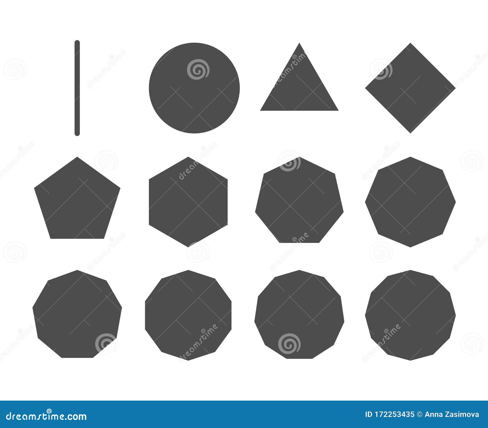 Set of Polygon Shapes with Different Sides, Various Pattern Shapes with ...