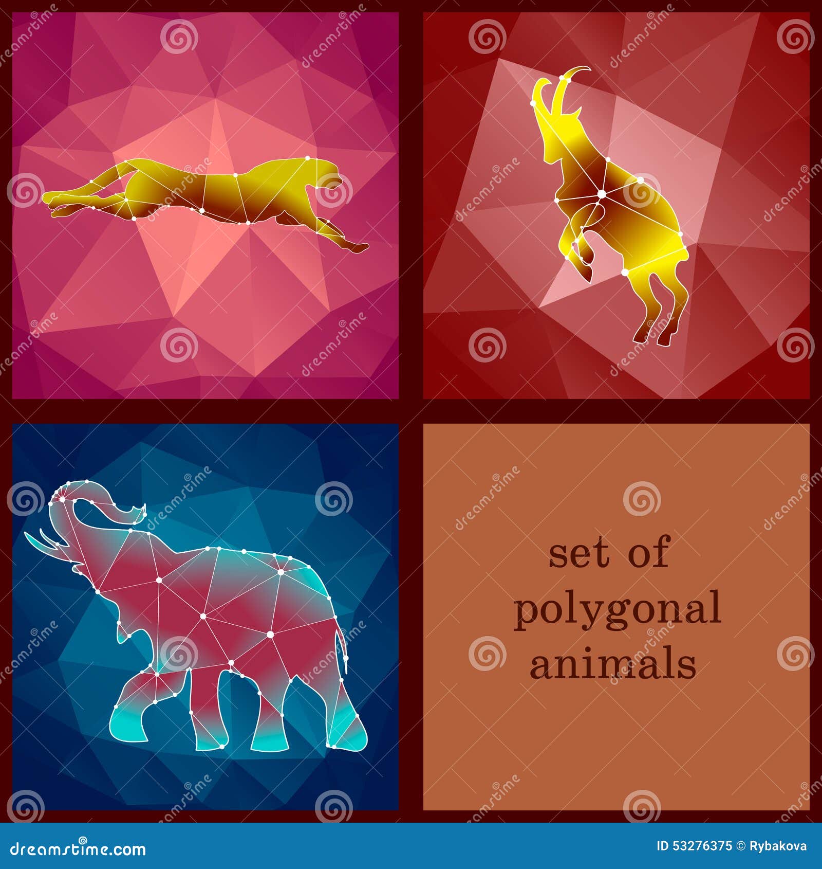 Set of polygonal animals stock vector. Illustration of life - 53276375