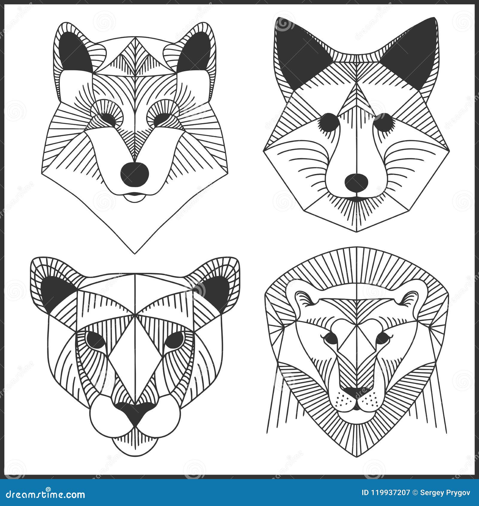 Polygonal Animals. Low Poly Zoo Silhouettes Of Animals Triangular ...