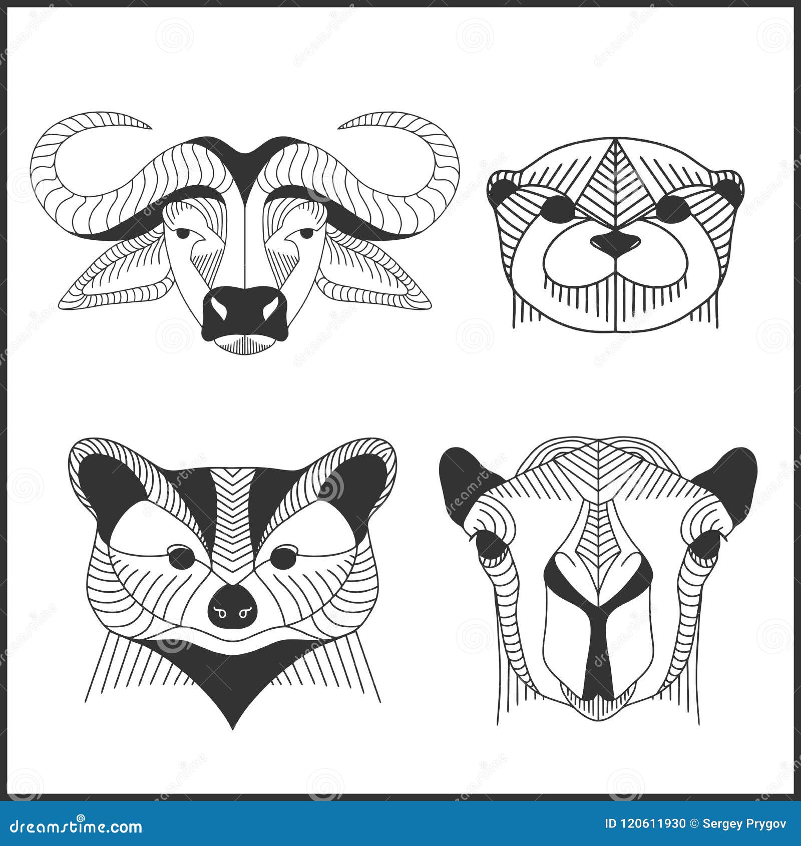 Polygonal Animals. Low Poly Zoo Silhouettes Of Animals Triangular ...