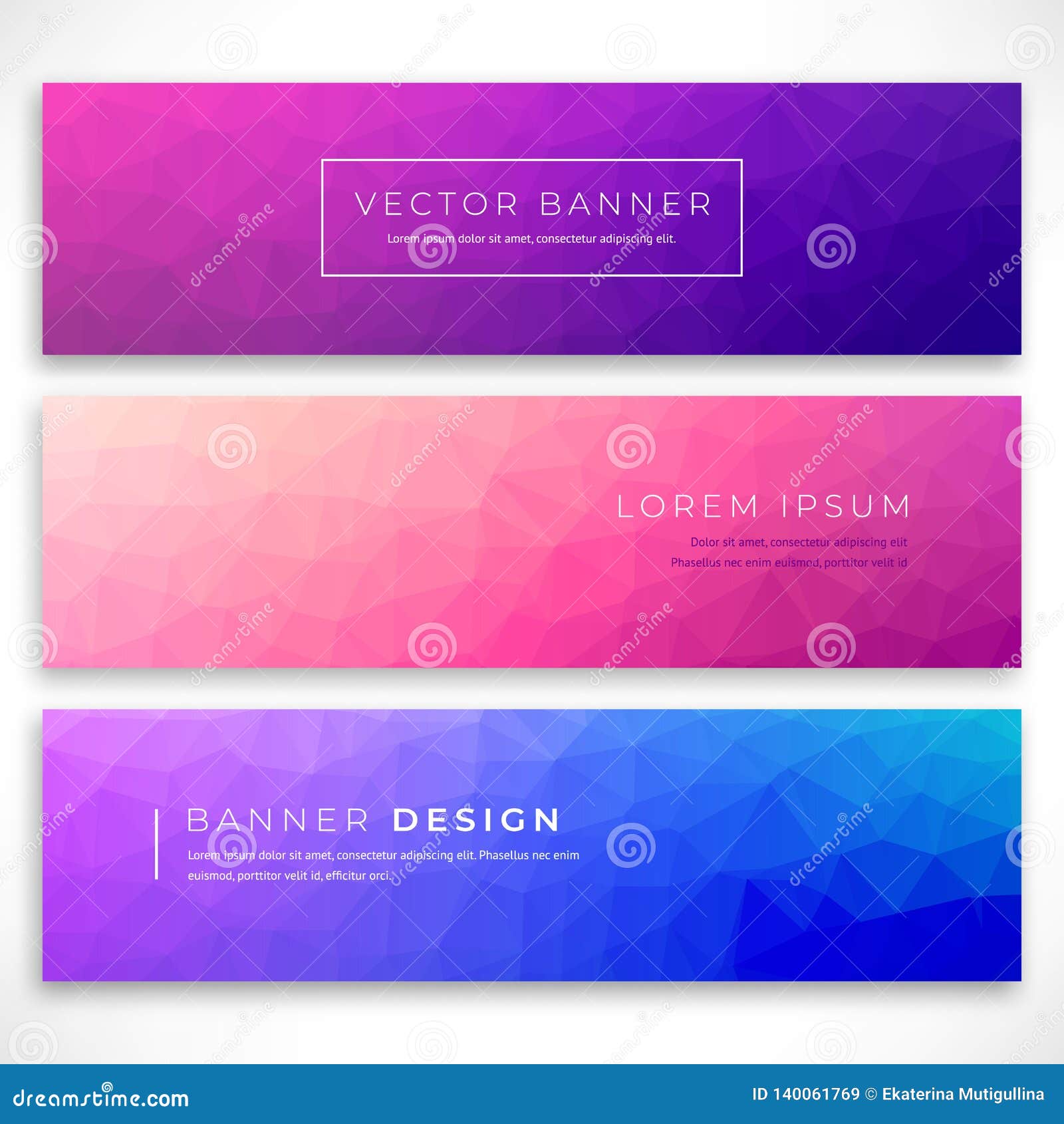 Set polygonal banners stock vector. Illustration of minimalist - 140061769