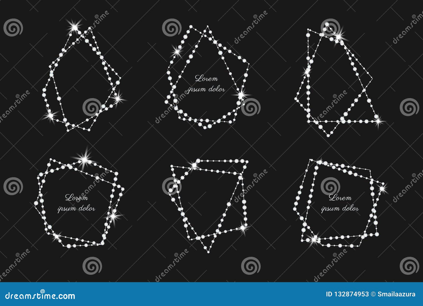 Set Of Pearl Frames With Different Shapes On Transparent Background ...