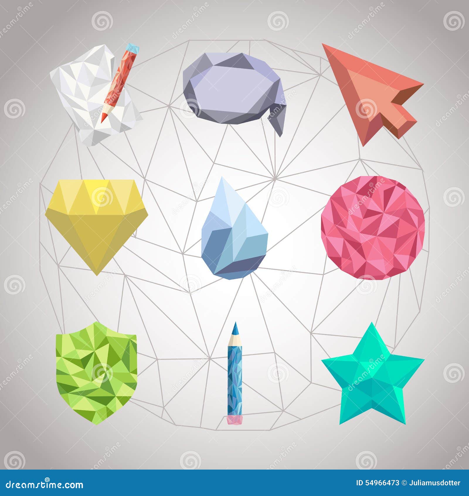 Set of Polygonal Geometrical Figures Stock Vector - Illustration of ...
