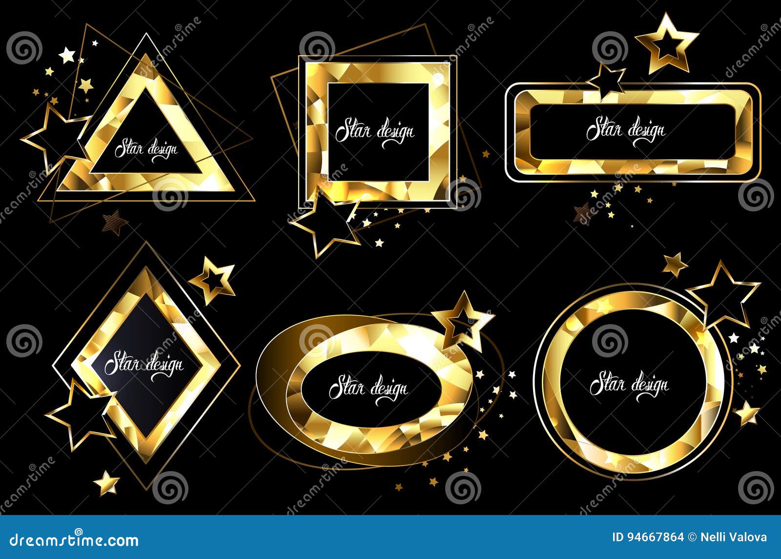 Set of Polygonal Golden Banners Stock Vector - Illustration of forged ...