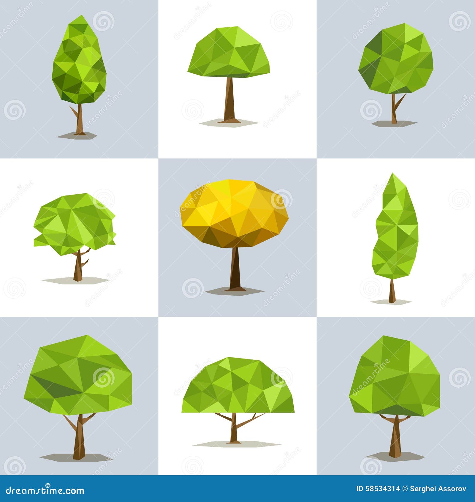 Set Polygonal Trees with Different Crowns Stock Vector - Illustration ...