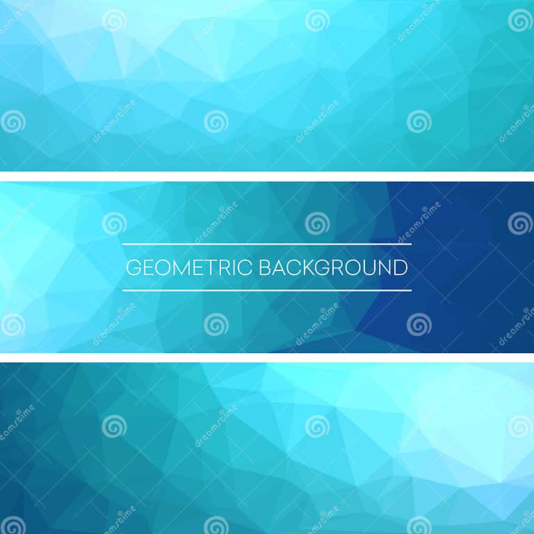 Set of Polygonal Triangular Blue Background Banners Design. Vector ...