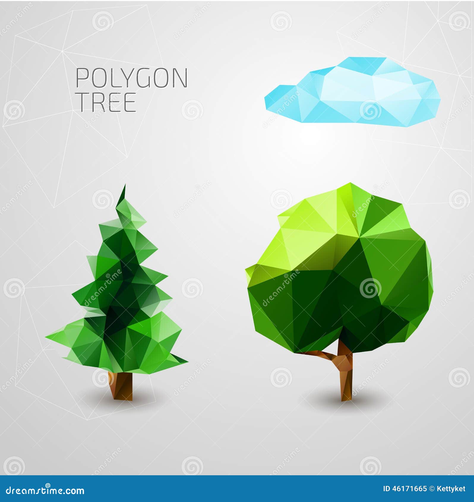 Set of Polygons Trees. Spruce, Cloud Stock Vector - Illustration of ...