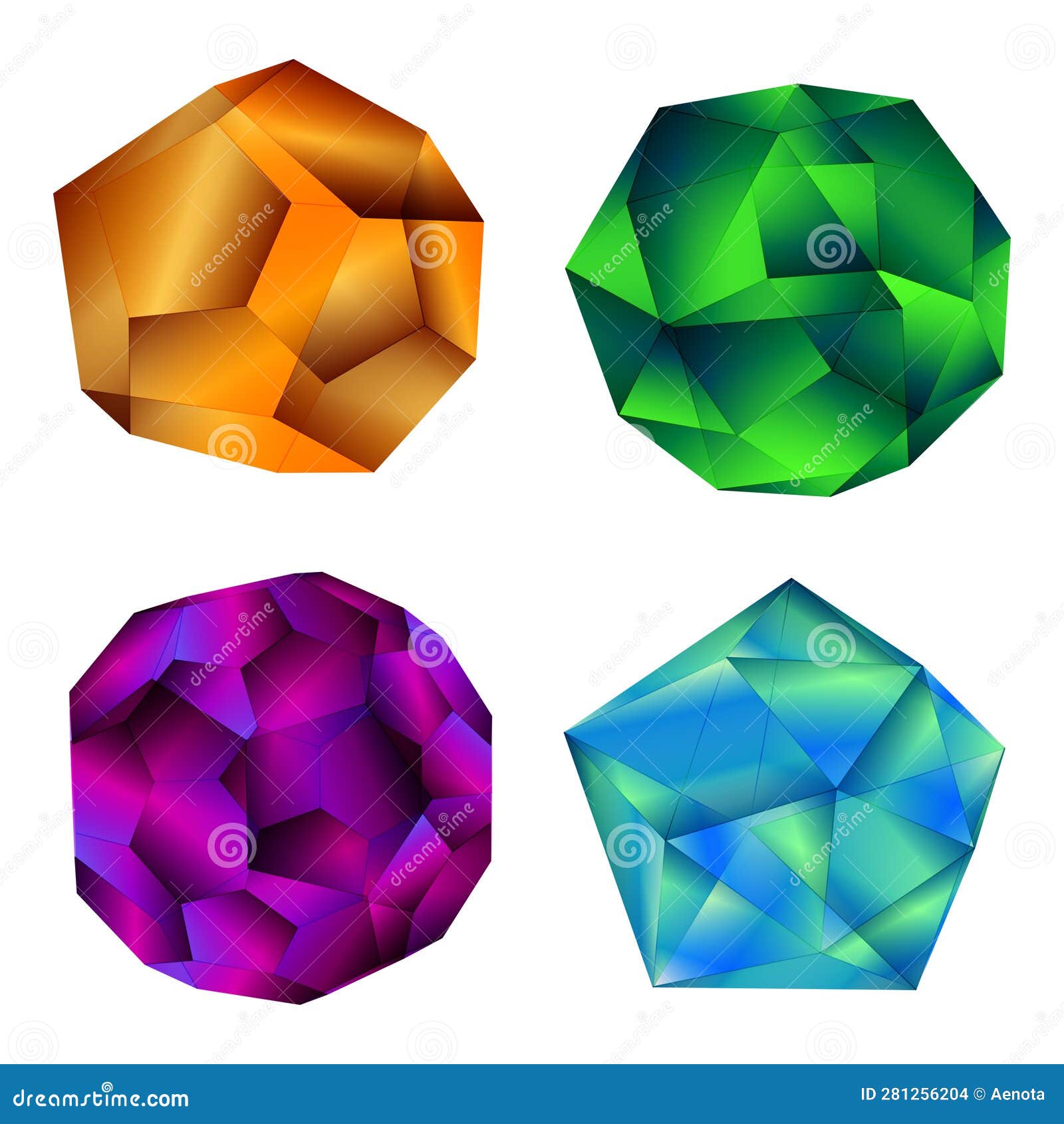 Set of Polyhedrons - Vector Illustration Stock Vector - Illustration of ...