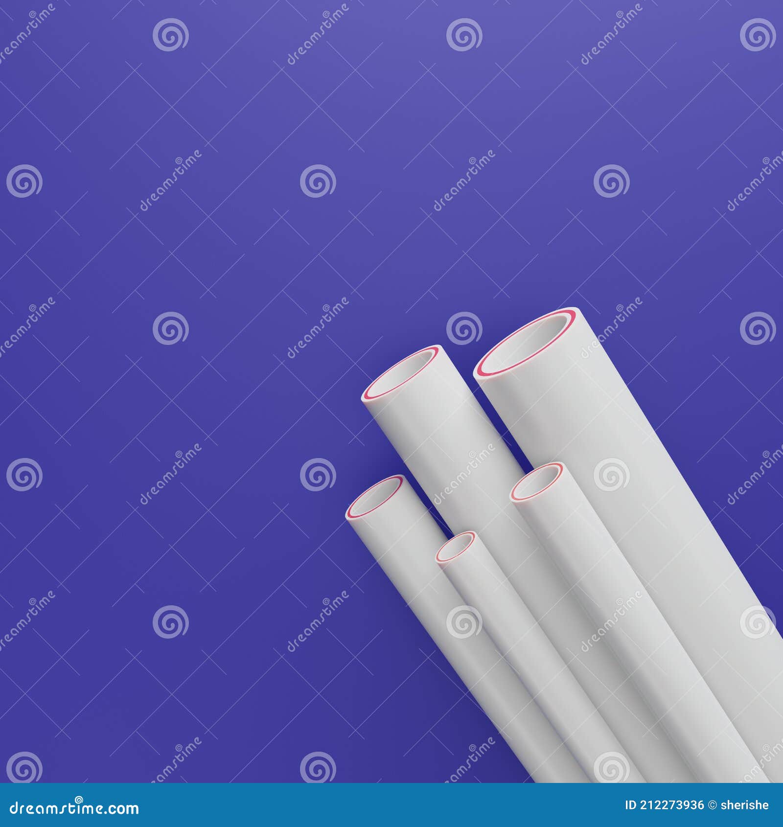 Set of Polypropylene Plastic Pipes on Blue Background Stock ...