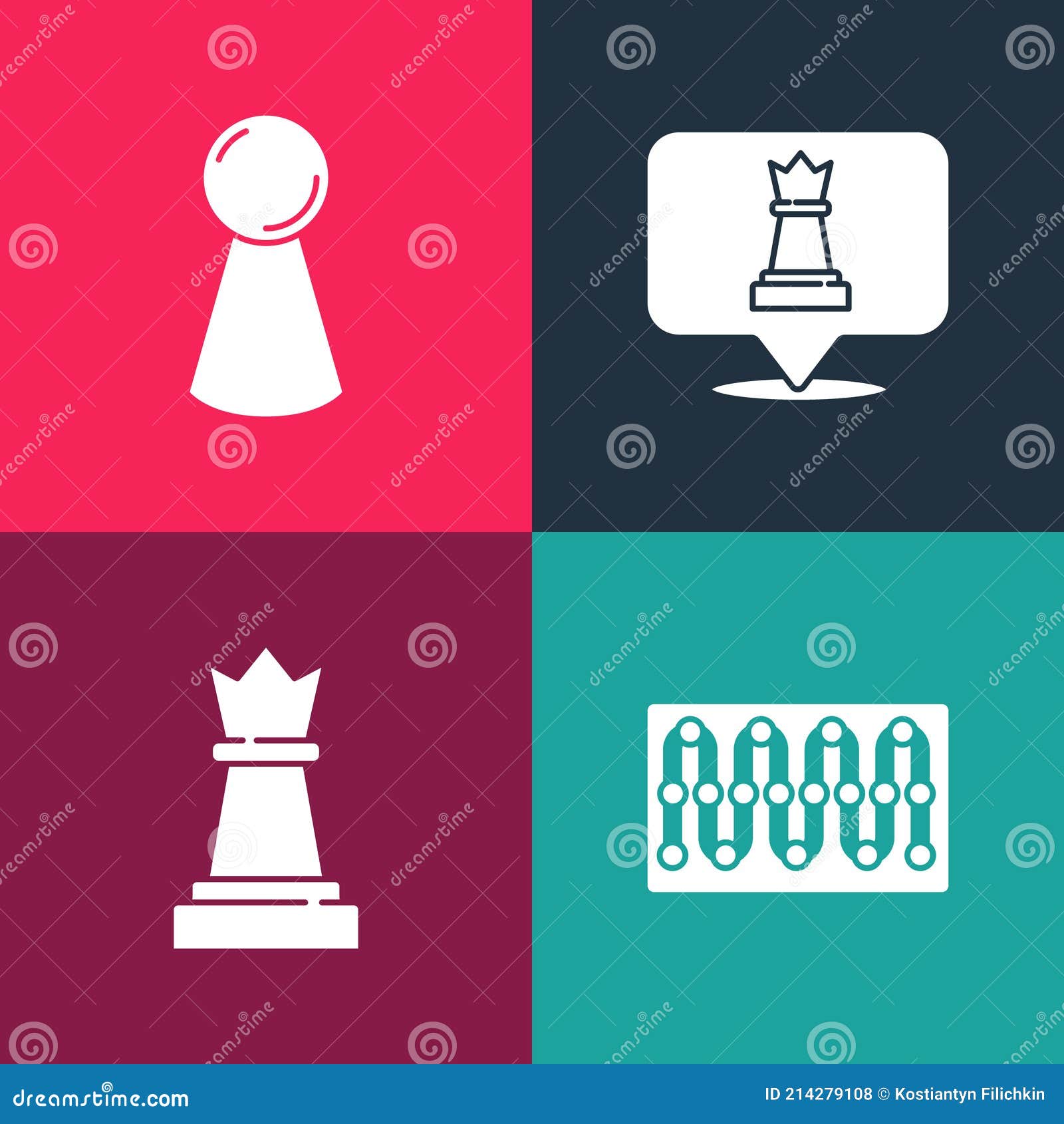 Set Pop Art Board Game, Chess, and Chip for Board Icon. Vector Stock ...