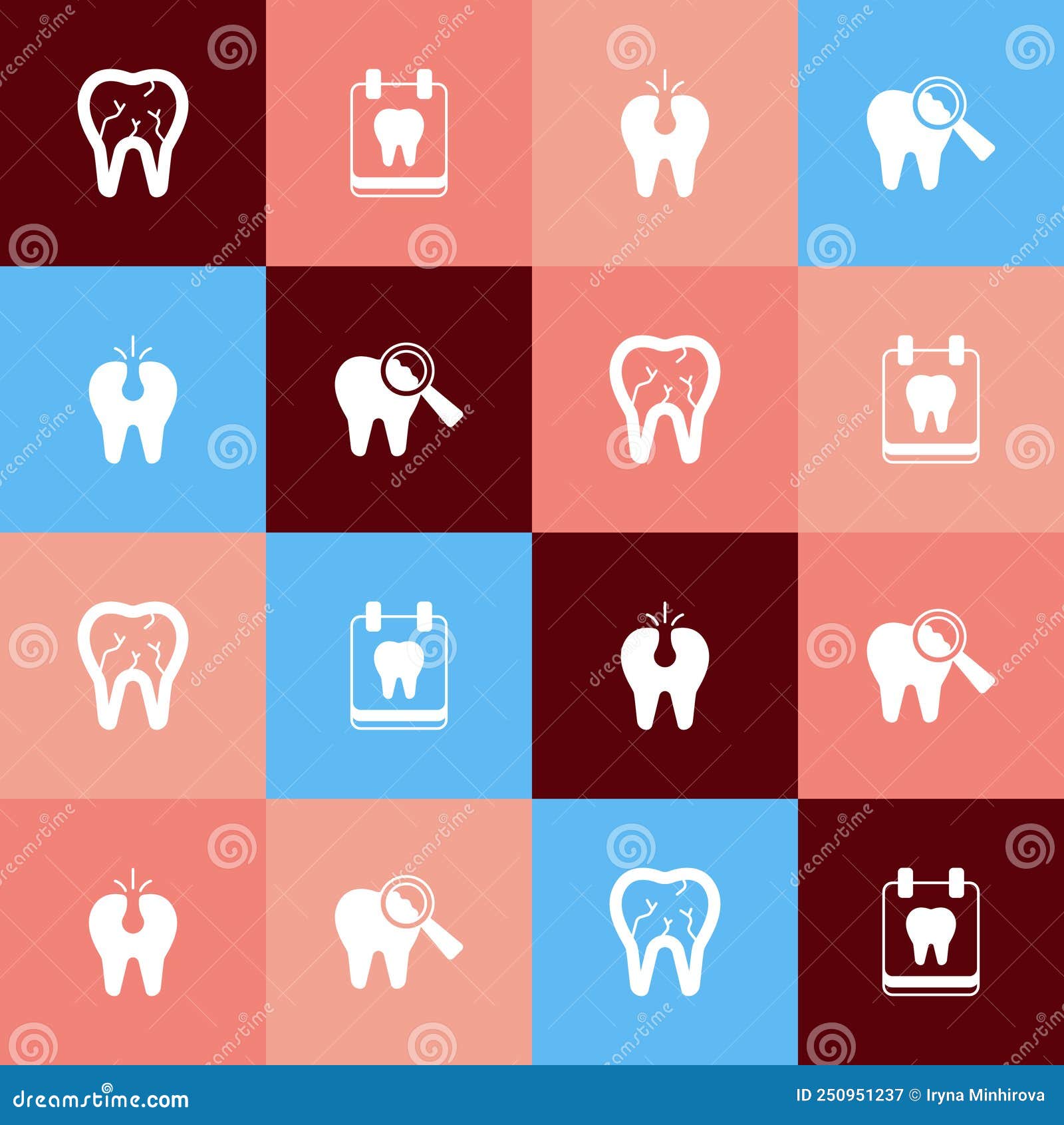 Set Pop Art Broken Tooth, Calendar with, and Icon. Vector Stock Vector ...