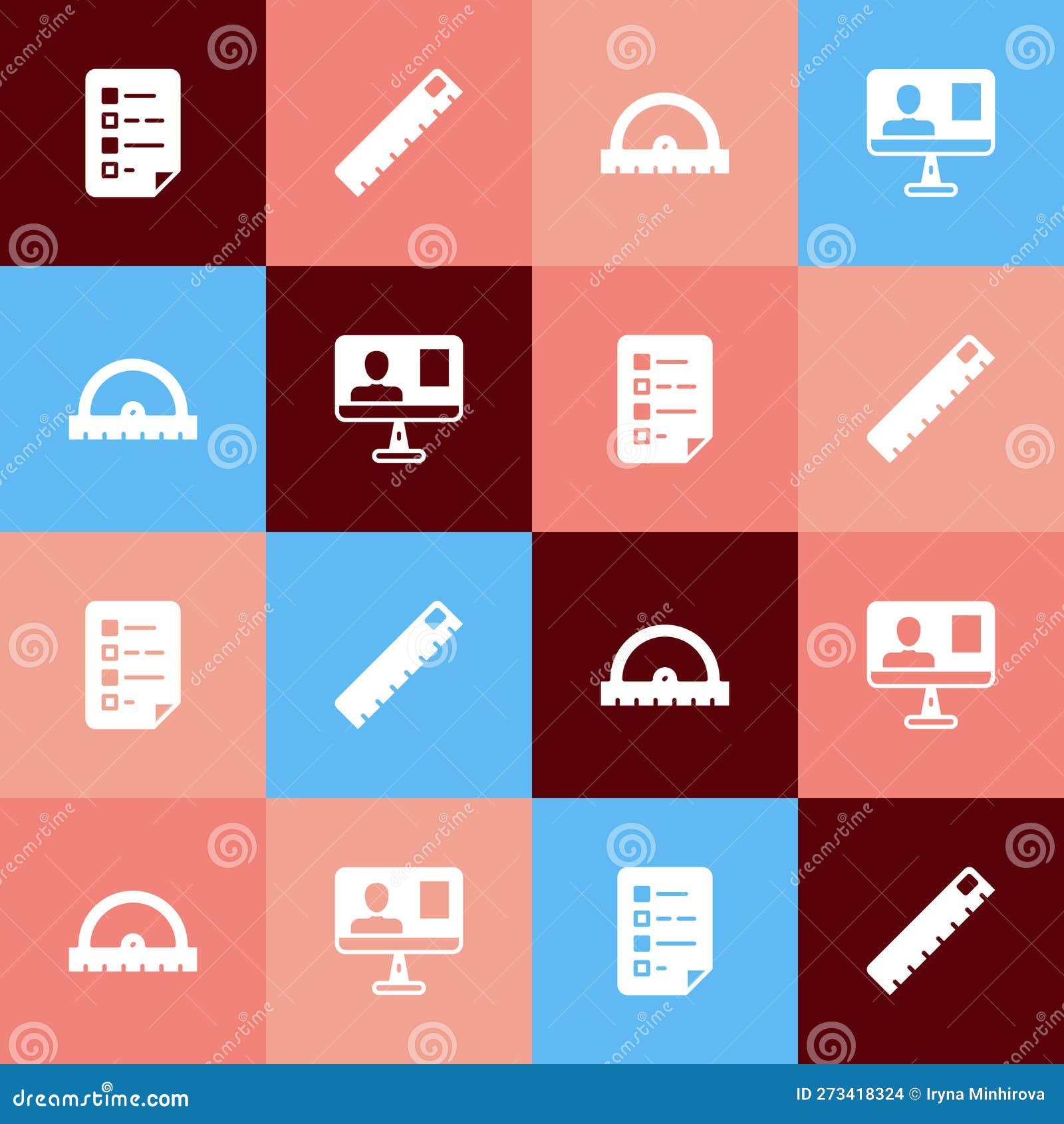 Set Pop Art Clipboard with Checklist, Ruler, Protractor Grid and Online ...