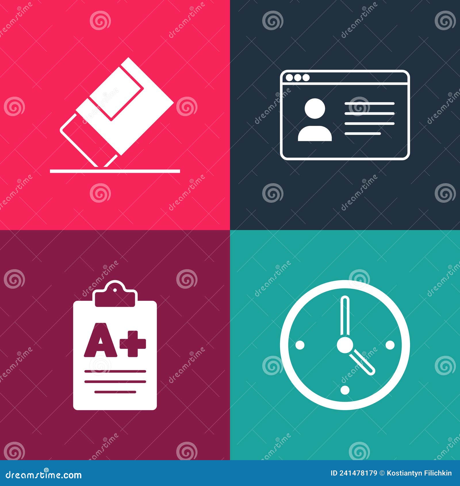 Set Pop Art Clock, Exam Sheet with a Plus Grade, Online Class and ...