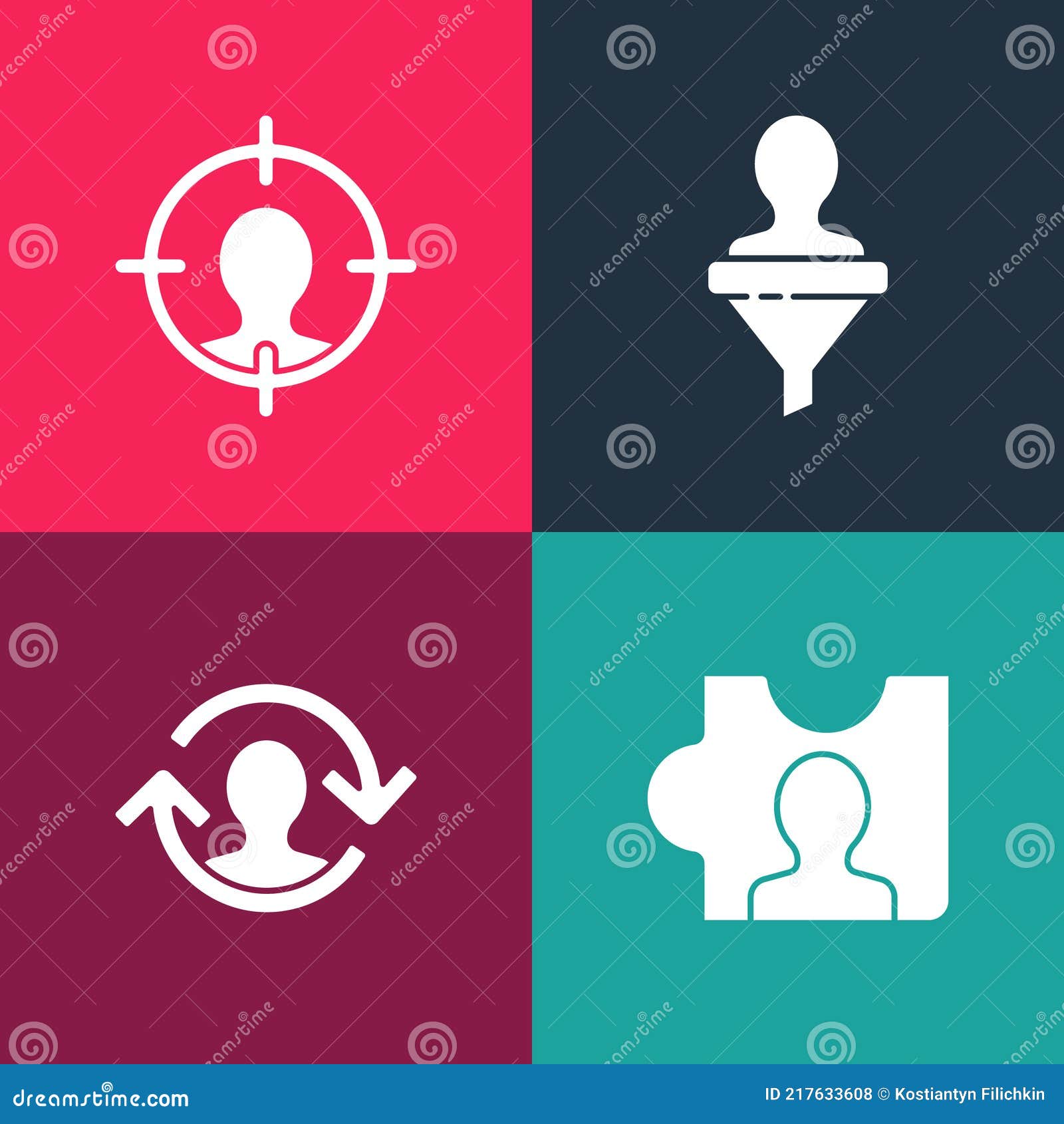 Set Pop Art Head Hunting, Human Resources, and Icon. Vector Stock ...