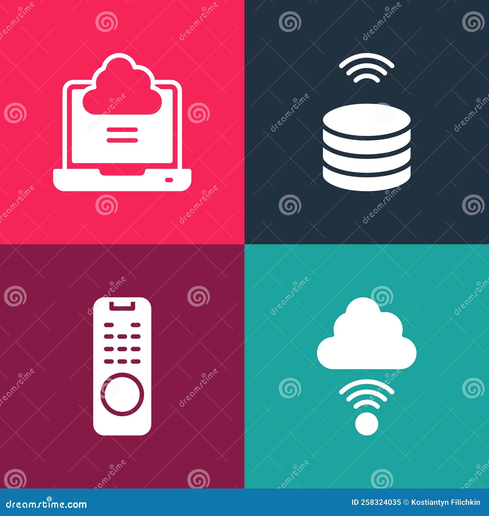 Set Pop Art Network Cloud Connection, Remote Control, Smart Data Server ...