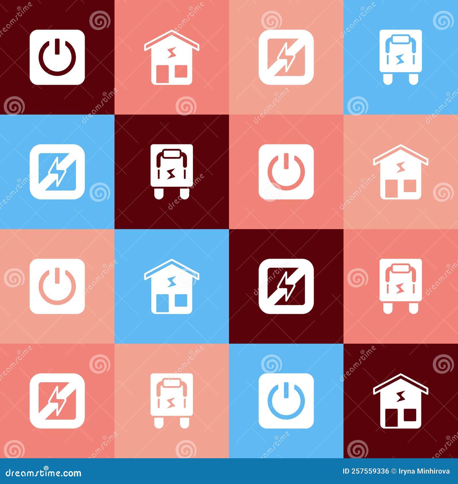 Set Pop Art Power Button, Smart Home, No Lightning and Electrical Panel ...