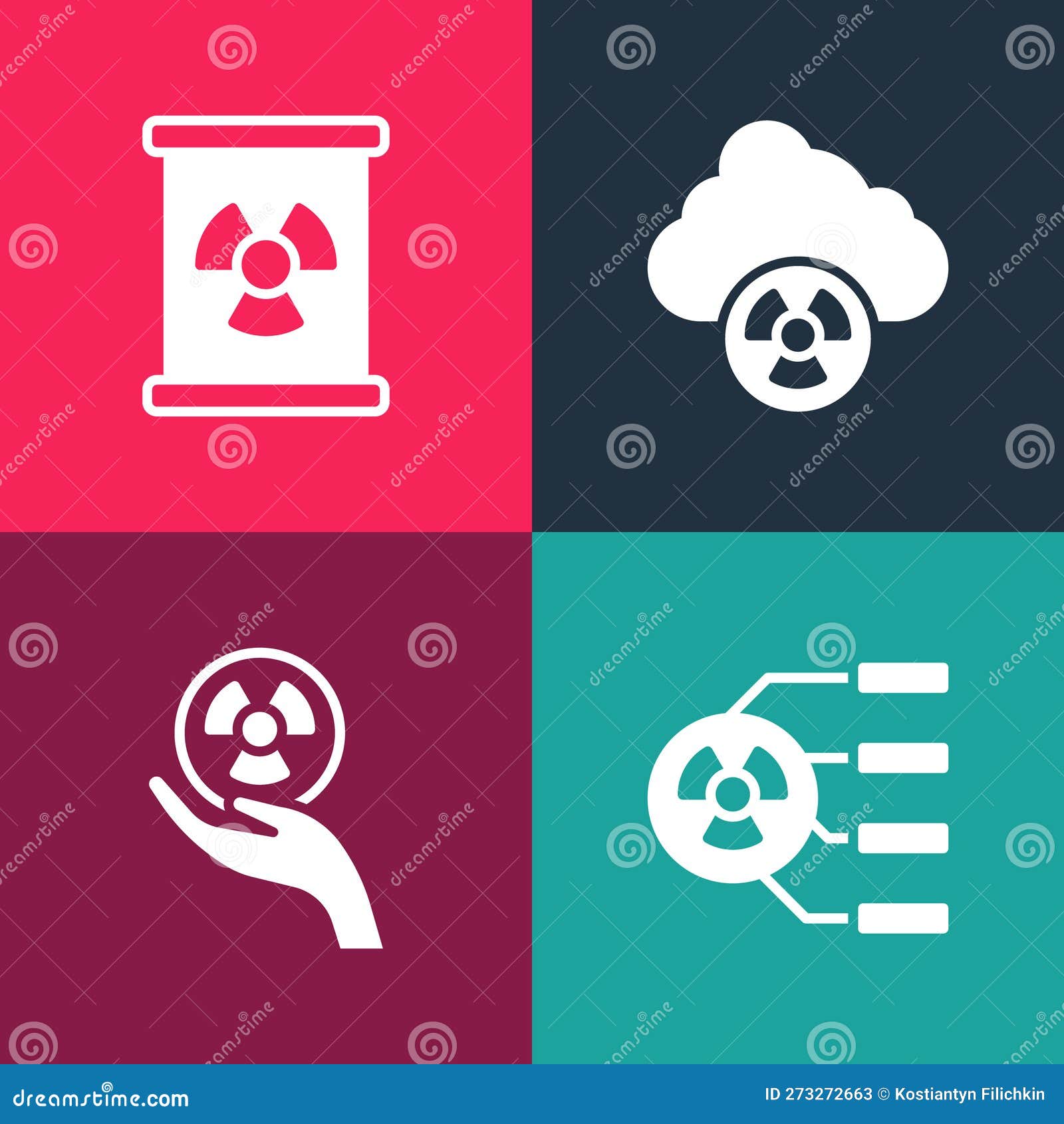 Set Pop Art Radioactive, , Acid Rain and Radioactive Cloud and Waste ...