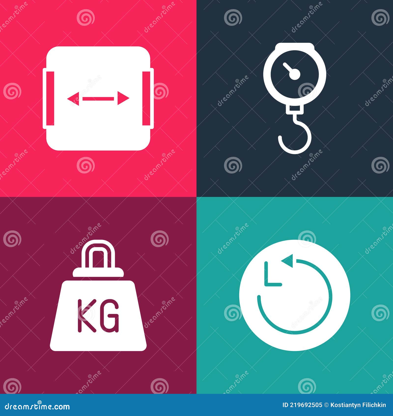 Set Pop Art Radius, Weight, Hand Scale Spring Mechanical and Area ...