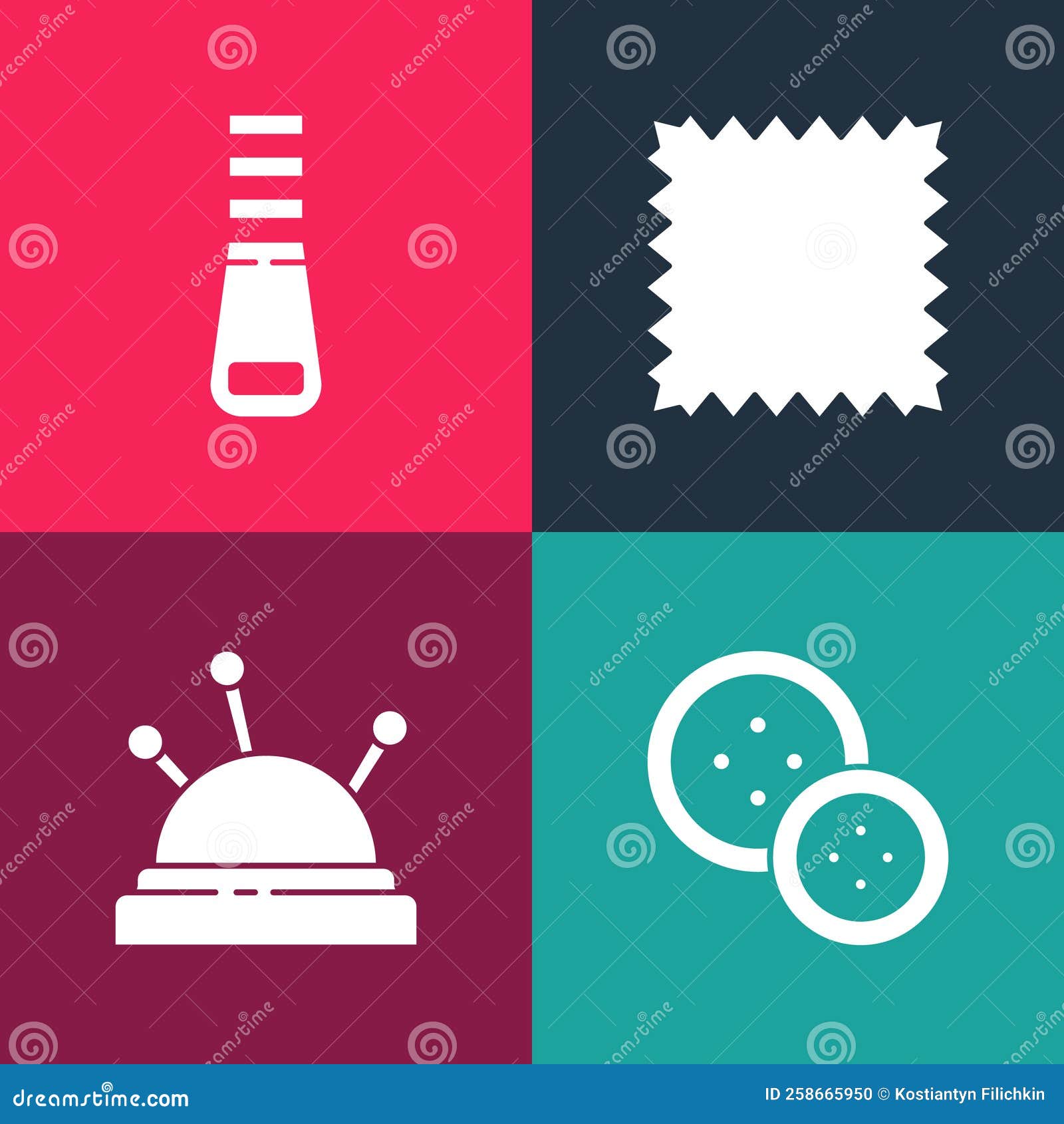 Set Pop Art Sewing Button, Needle Bed and Needles, Leather and Zipper ...