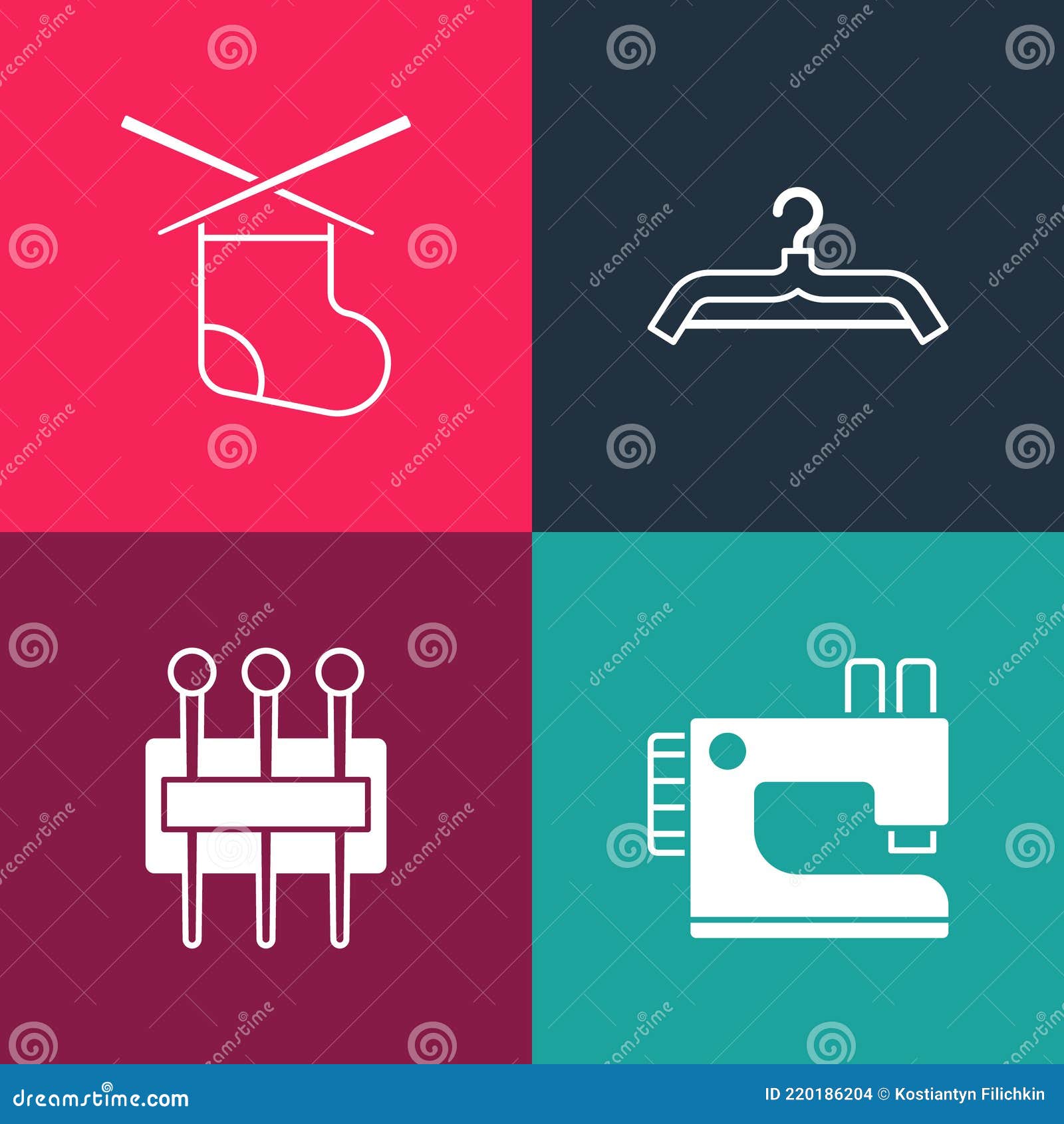 Set Pop Art Sewing Machine, Needle for Sewing, Hanger Wardrobe and ...