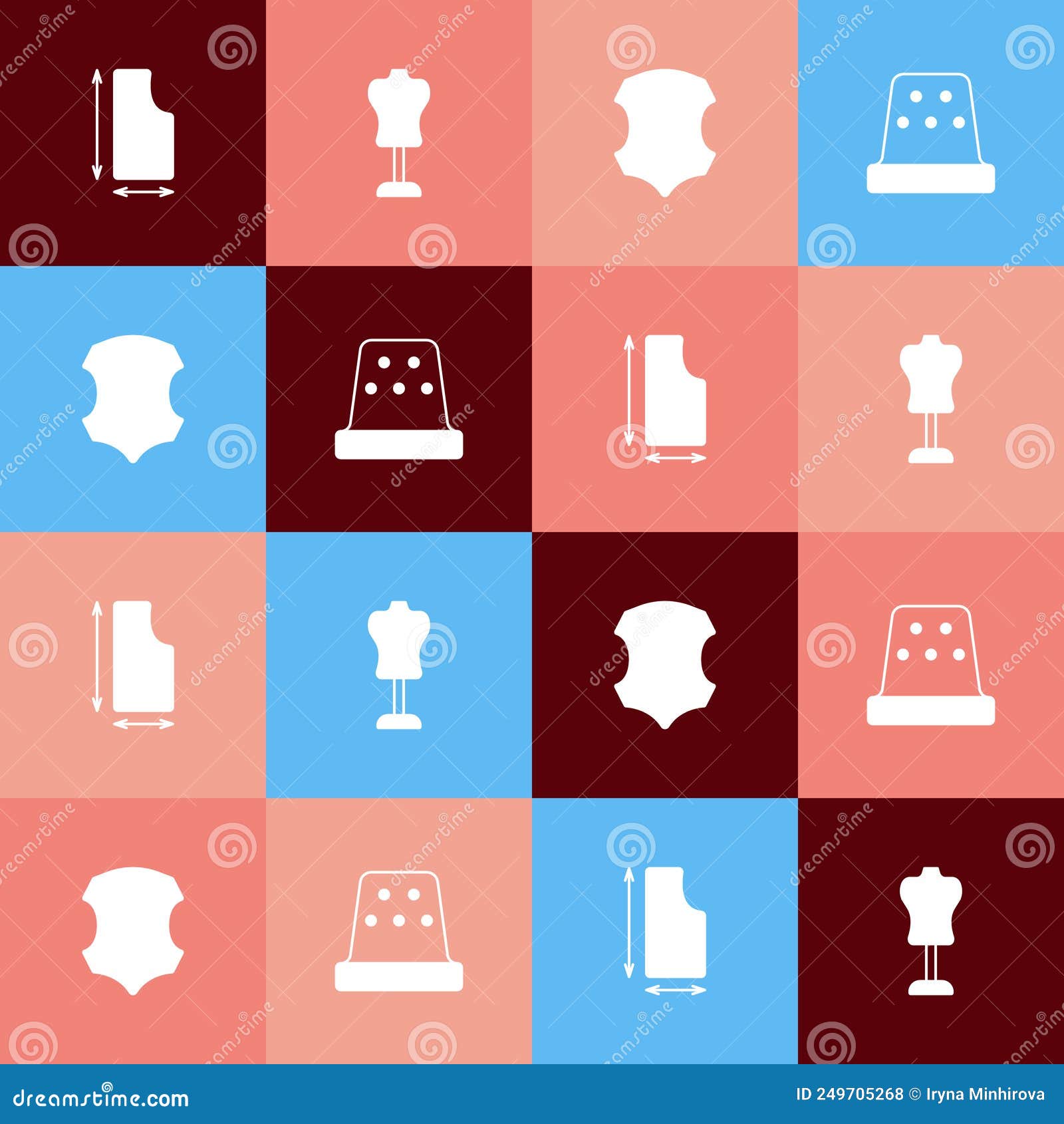 Set Pop Art Sewing Pattern, Mannequin, Leather and Thimble for Sewing ...