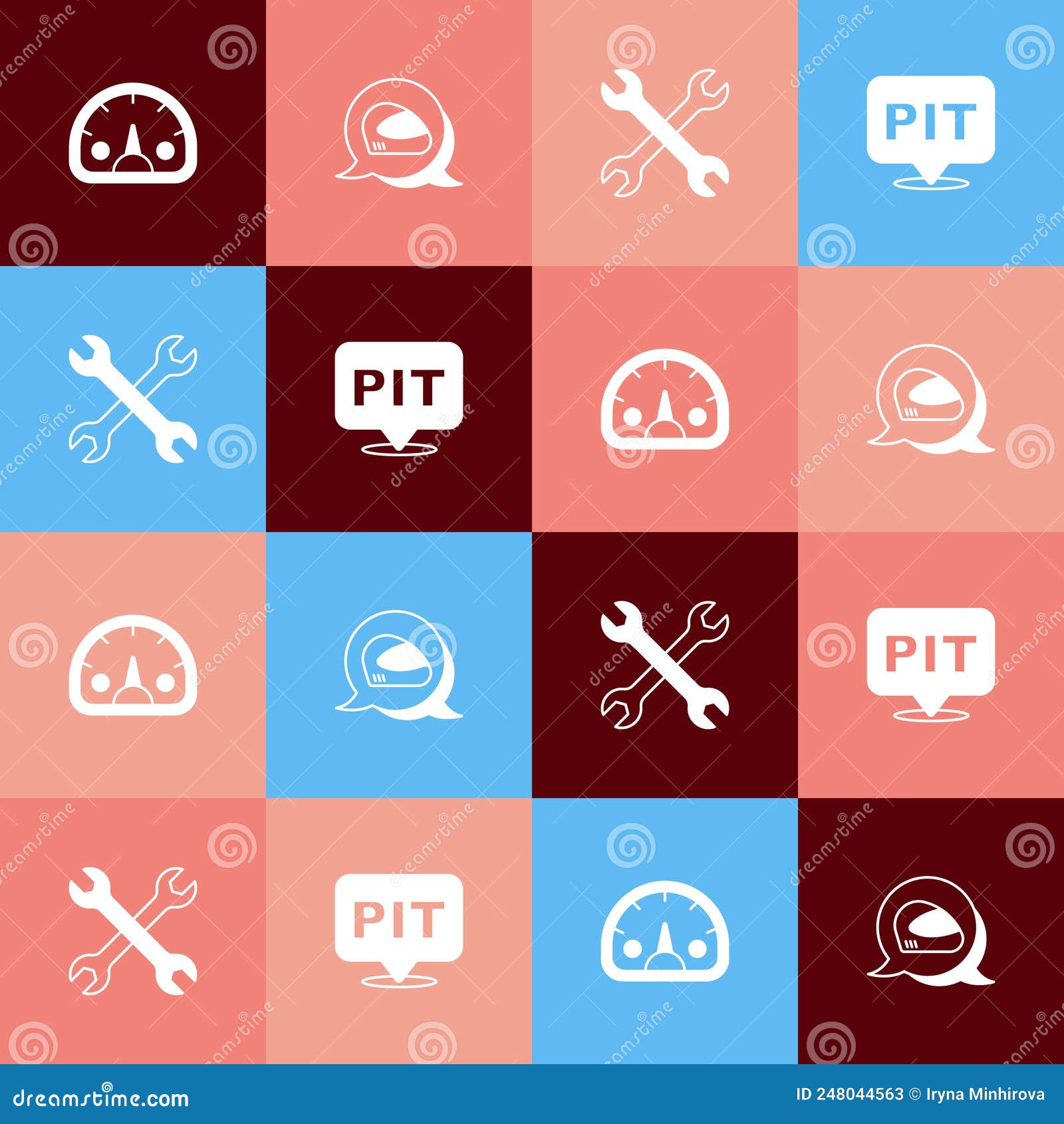Set Pop Art Speedometer, Racing Helmet, Wrench Spanner and Pit Stop ... Set Pop Art Speedometer, Racing Helmet, Wrench Spanner and Pit Stop ...