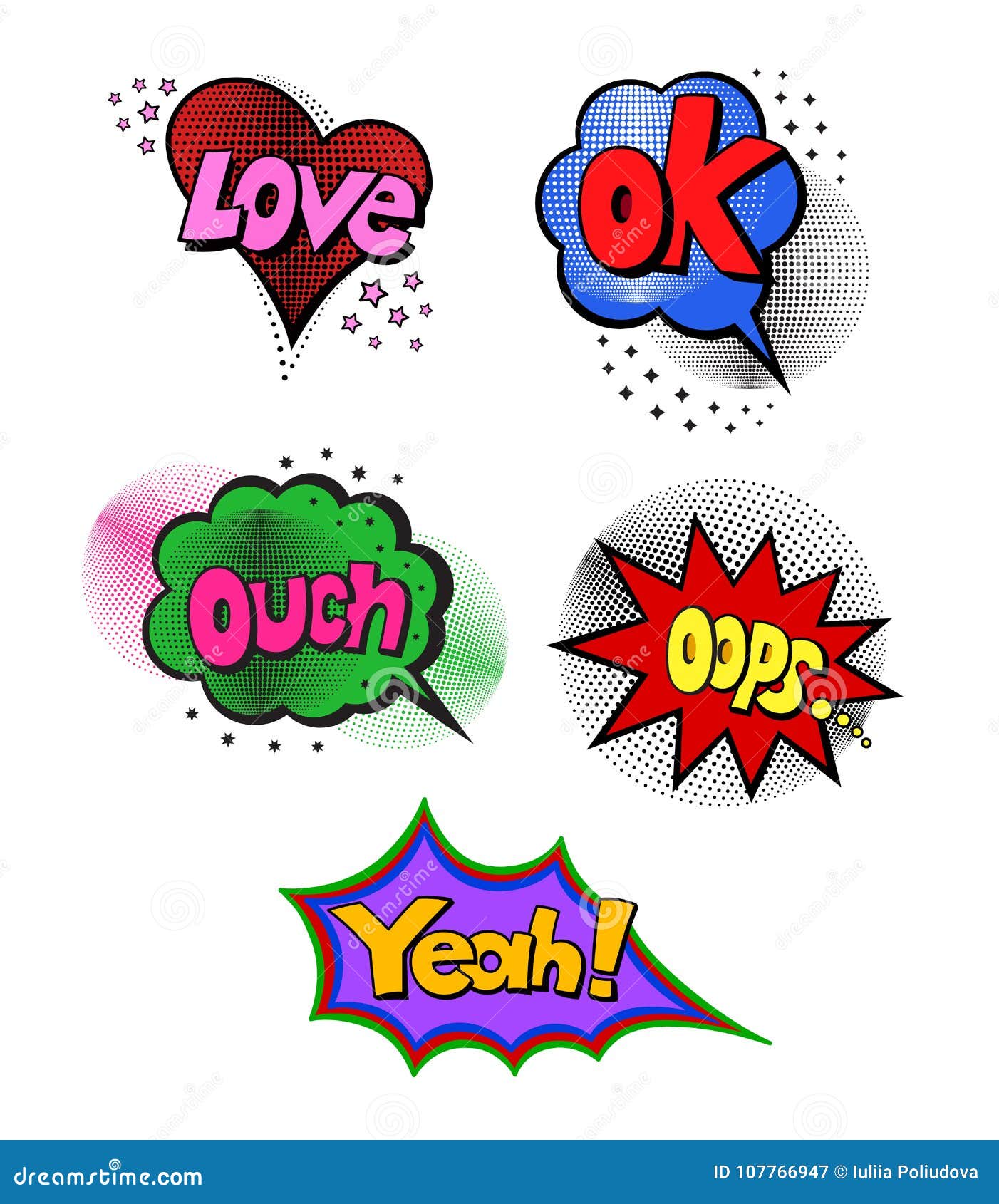 Set of Pop Art Style Comic Exclamations Stock Illustration ...