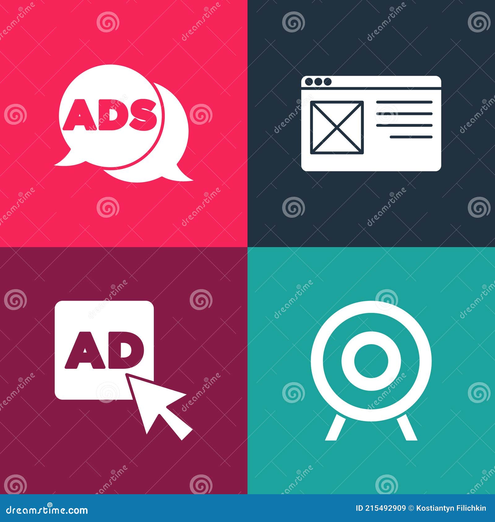 Set Pop Art Target Sport, Advertising, Browser Window and Icon. Vector ... Set Pop Art Target Sport, Advertising, Browser Window and Icon. Vector ...