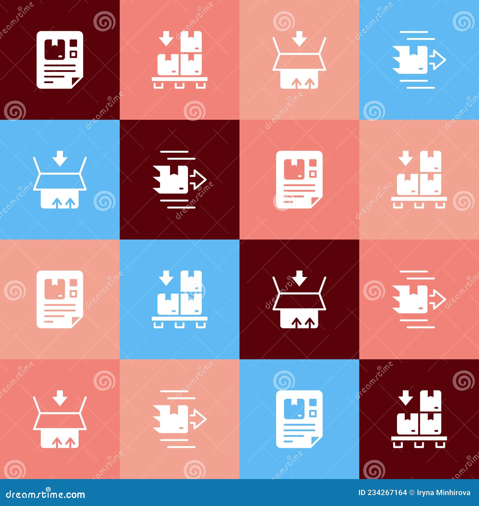 Set Pop Art Waybill, Cardboard Boxes on Pallet, Carton Cardboard and ...